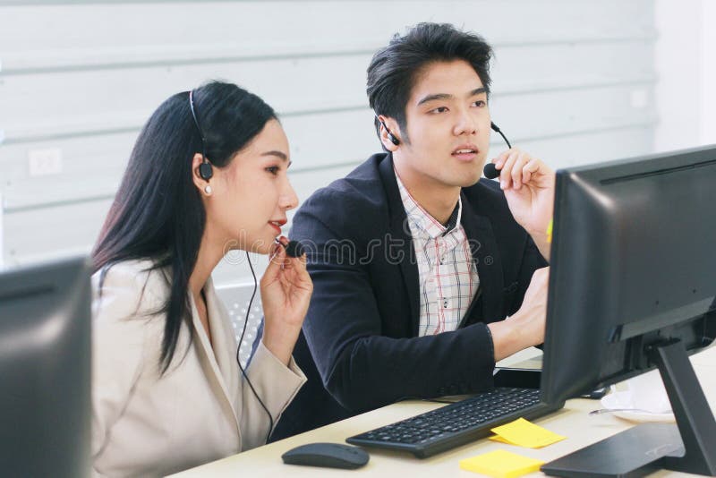 Business Call Center and Technical Support Staff or Receptionist Phone ...