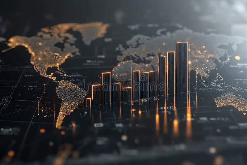 Business Candle Stick Graph Chart on a World Map Ai Photo Stock ...