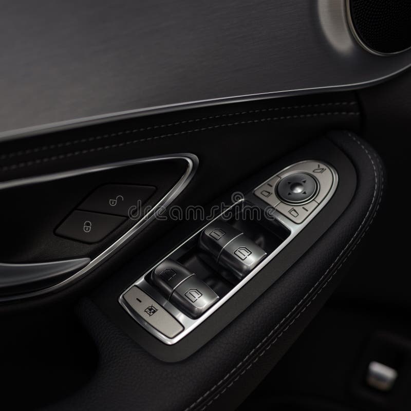 Car Interior Details. Window Control Buttons. Stock Image - Image of ...