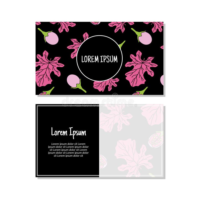 Business Card Template, Flowers and Leaves Seamless Pattern Vector ...