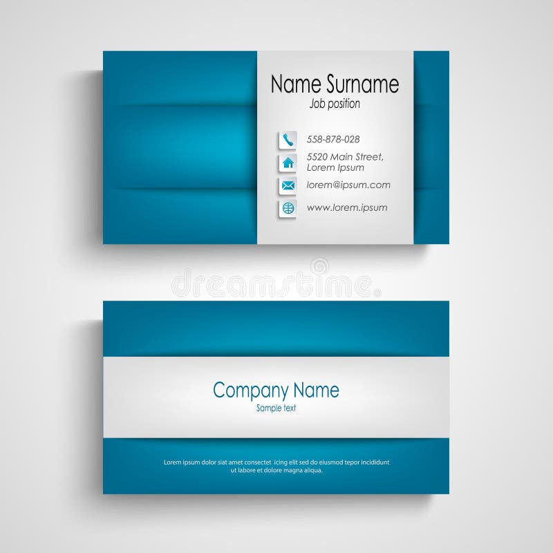 Business Card with Abstract Blue Gray Design Template Stock Vector ...