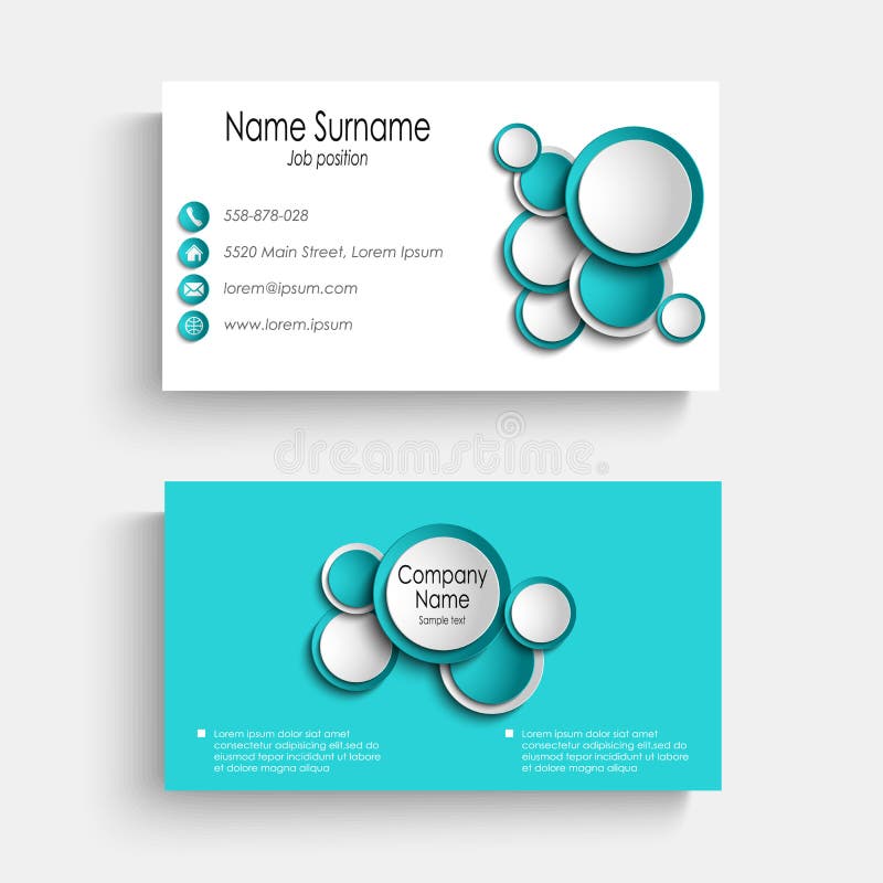 Business Card with Blue Abstract Circles Template Stock Vector ...
