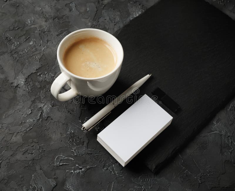 Business Card, Coffee Cup, Pen Stock Photo - Image of copy, company ...