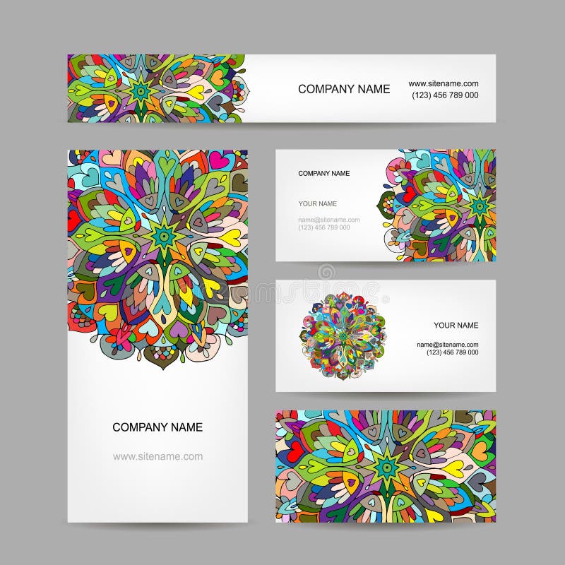 Business Card Collection, Abstract Floral Design Stock Vector ...