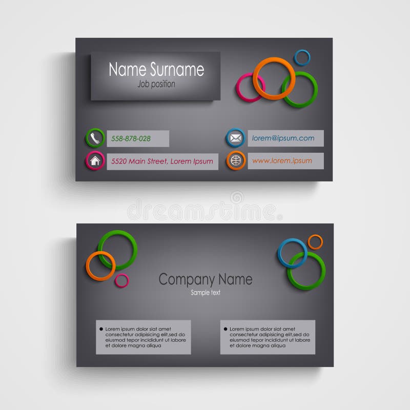 Business Card with Colored Circles Design Template Stock Vector ...