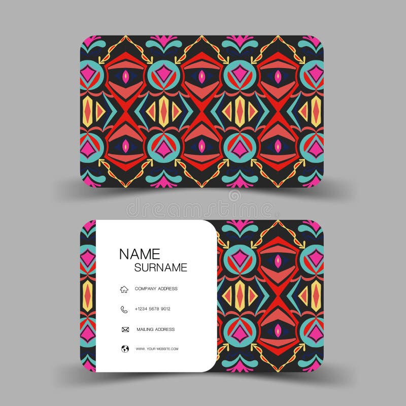 Business Card Design for Contact Colorful. Stock Vector - Illustration ...