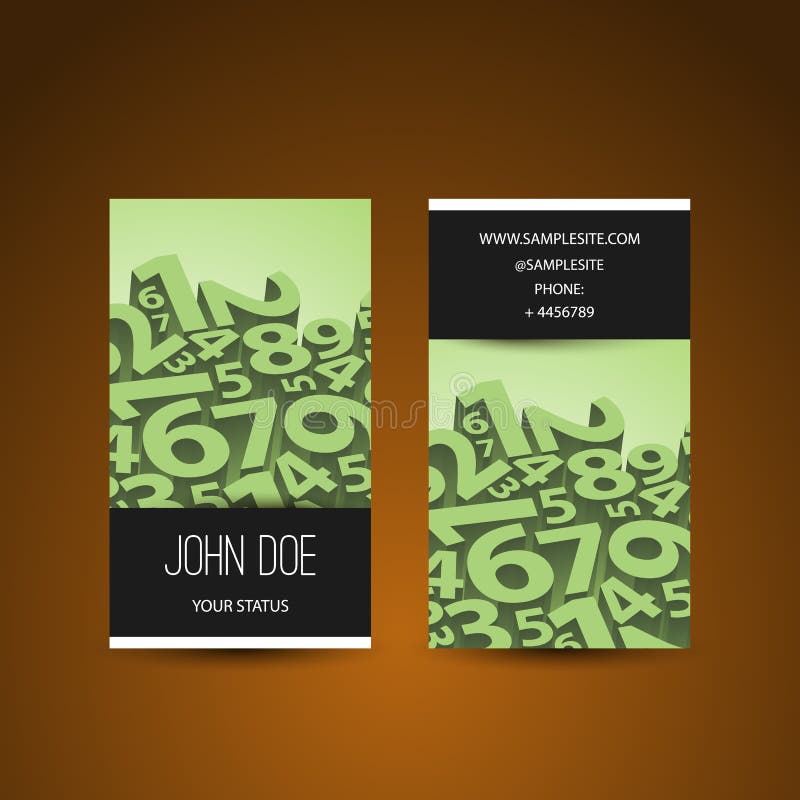 Business Card Design with 3D Numbers Stock Vector - Illustration of ...