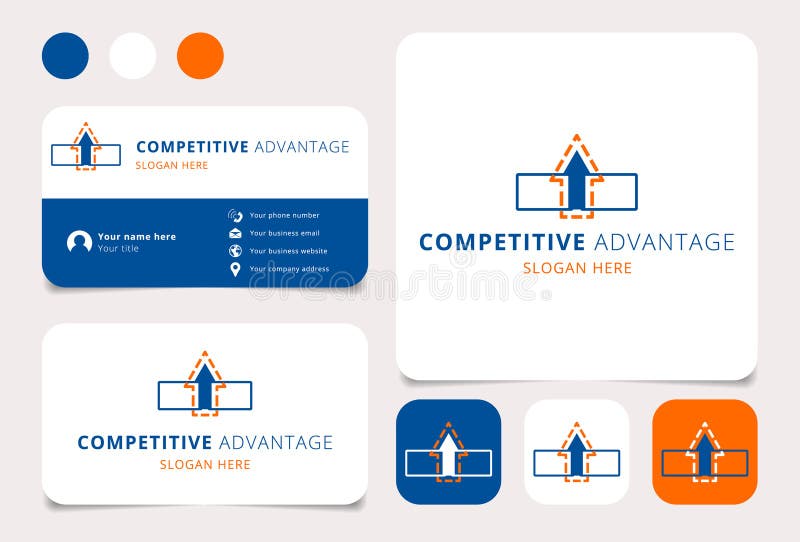 Business Card Design Featuring a Blue and Orange Arrow Breaking through ...