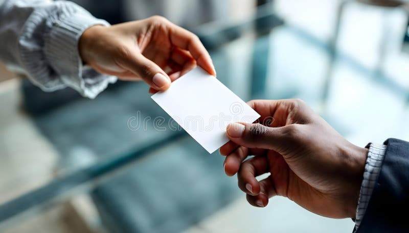 Business Card Exchange Professional Networking Closeup Hands Exchanging ...