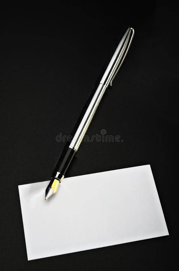 Business Card and Fountain Pen Stock Image - Image of blank, leaves ...