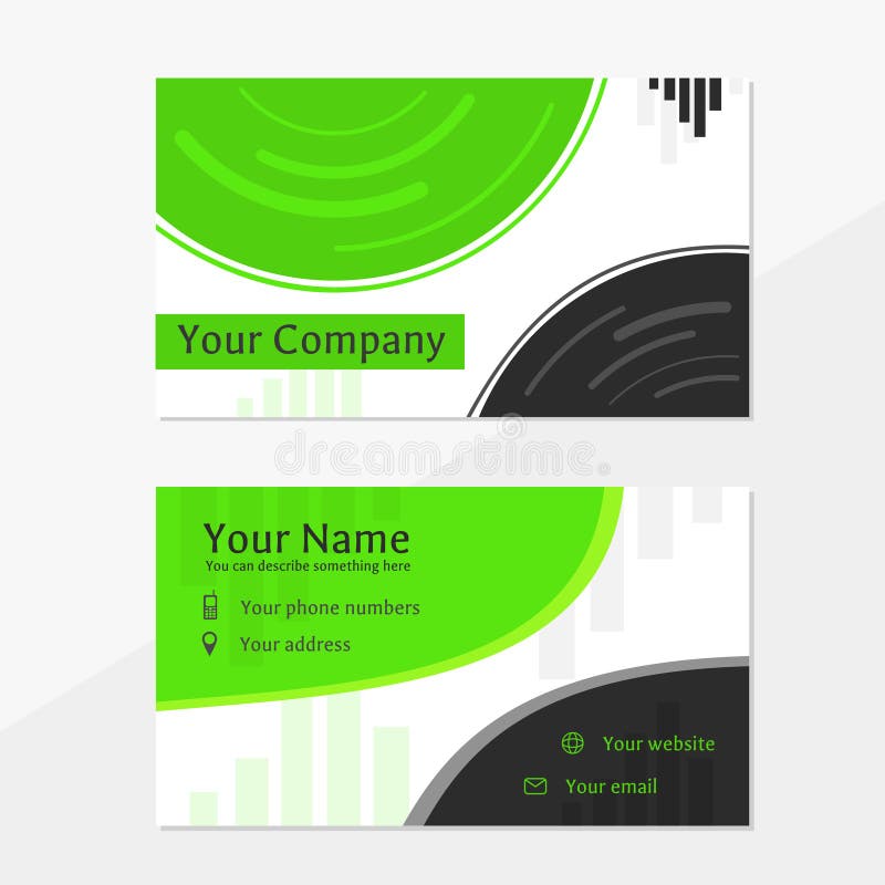 Business Card with Green and Gray Colors Stock Vector - Illustration of ...