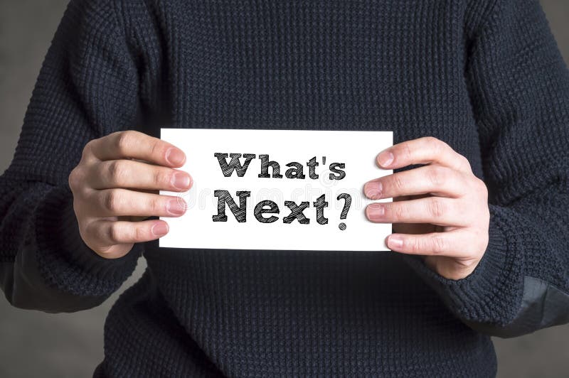 Business Card in Hand with What`s Next? Text. Stock Image - Image of ...