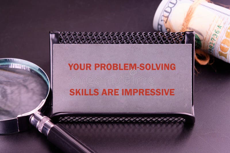 A Business Card Holder Displays a Message about Problem-solving Skills ...