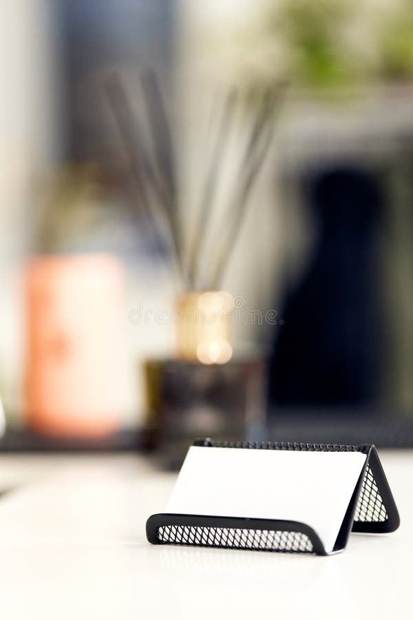 Business Card Holder with Empty Business Card Stock Photo - Image of ...