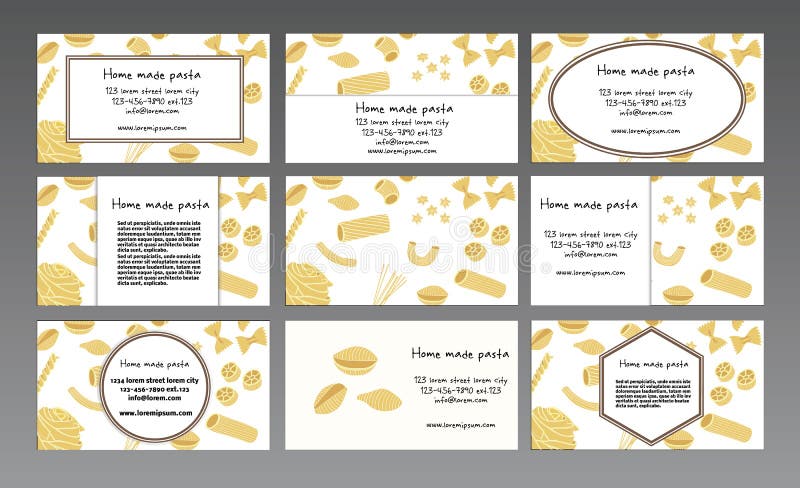 Business Card for a Home Made Pasta. Stock Vector - Illustration of ...