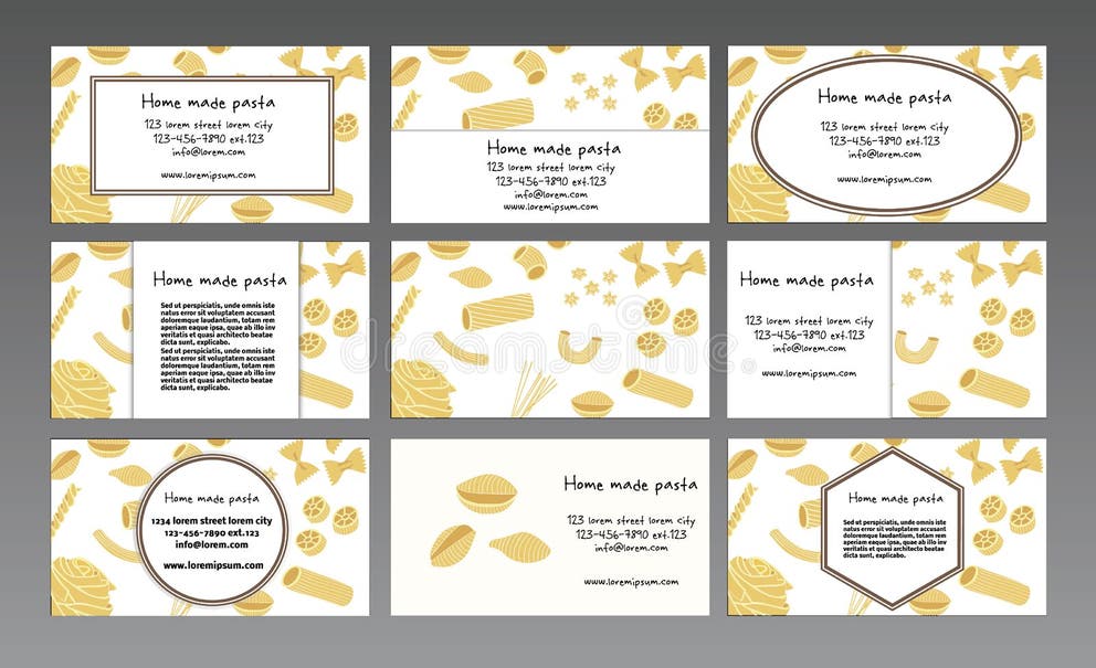 Business Card for a Home Made Pasta. Stock Vector - Illustration of ...