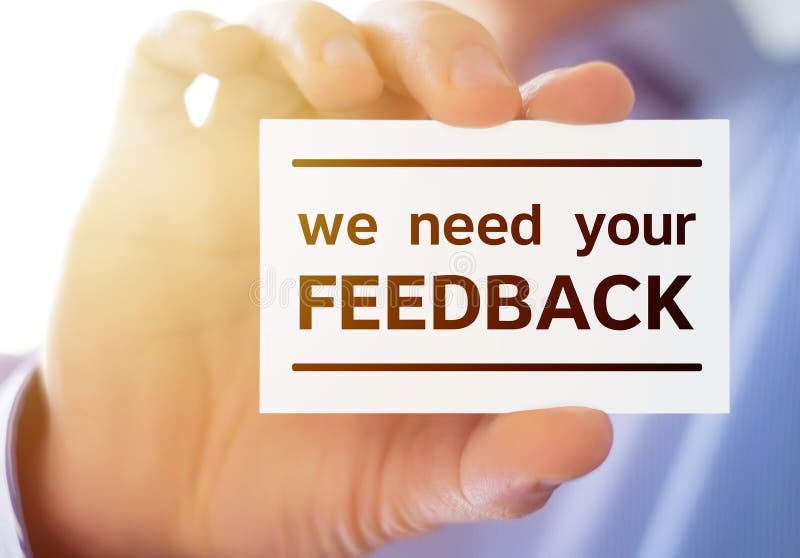 Business Card Message - we Need Your Feedback Stock Photo - Image of ...