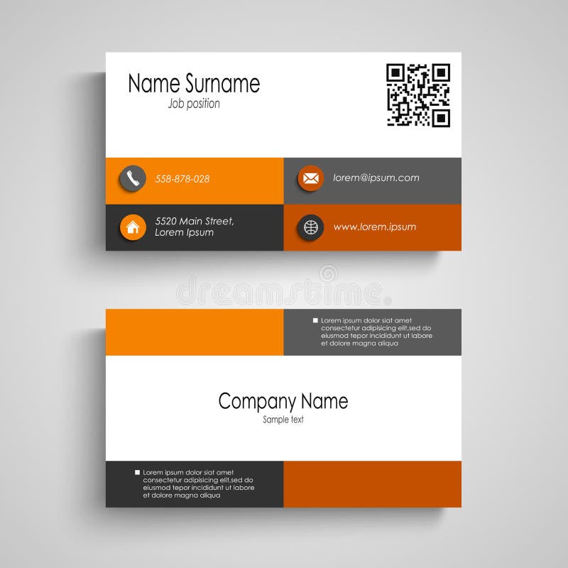 Business Card with Orange Grey Squares Design Stock Vector ...