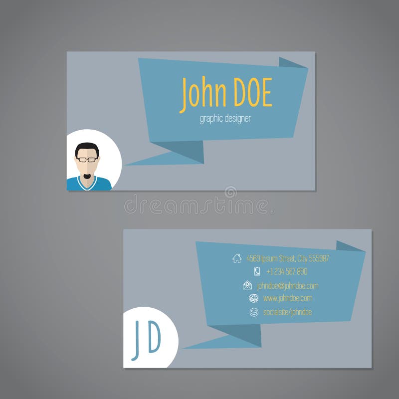 Business Card with Origami Speech Bubble Stock Vector - Illustration of ...