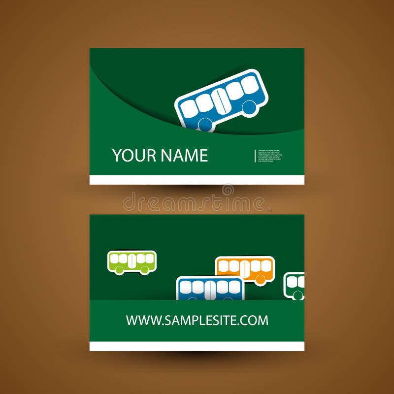 Business Card with Paper Cut Buses Stock Vector - Illustration of clip ...
