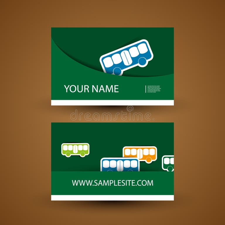 Business Card with Paper Cut Buses Stock Vector - Illustration of clip ...
