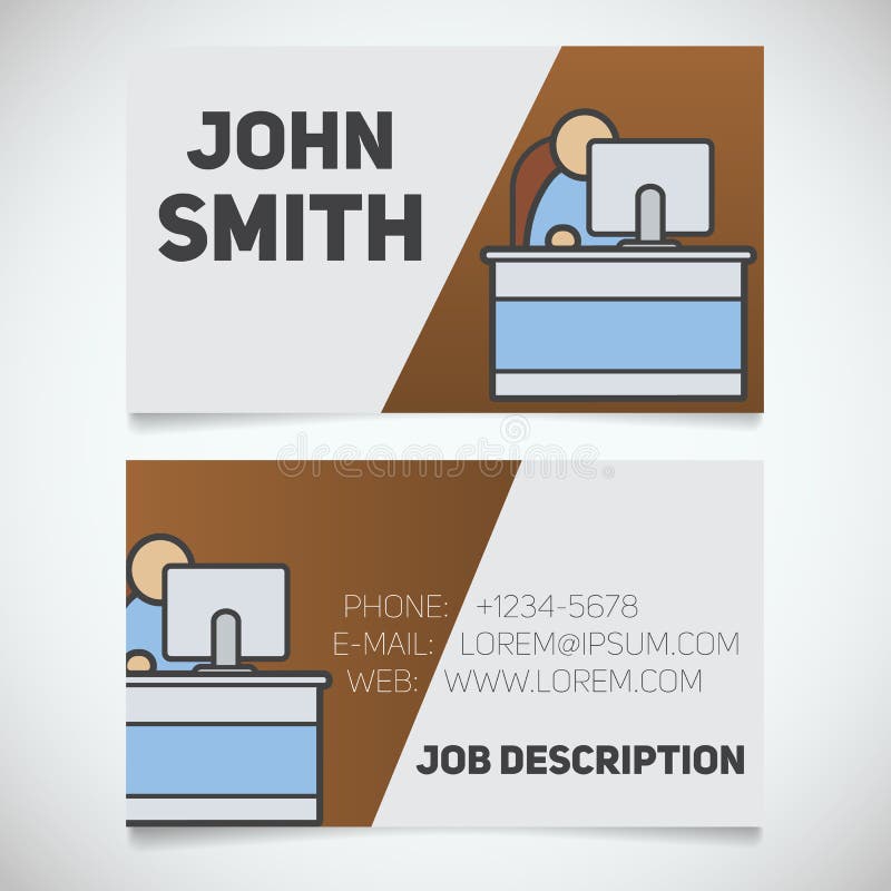 Business Card Print Template with Office Manager Logo Stock Vector ...