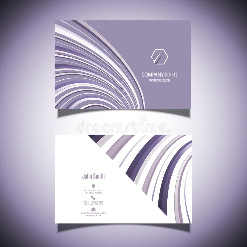 Business Card with Purple Striped Design Stock Vector - Illustration of ...