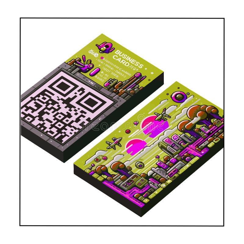 Business Card with Qr Codes Design Generator Purple Color Stock Vector - Illustration of modern ...