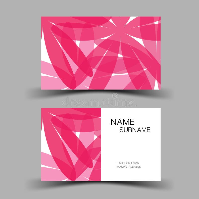 Pink Business Card Design, Contact Card for Company. Stock Vector ...
