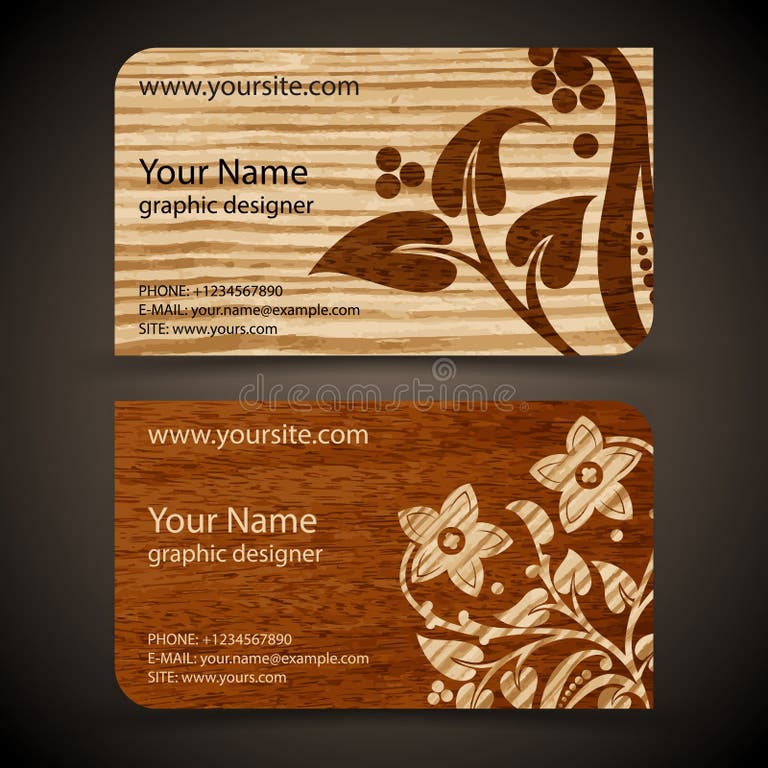 Brown Wood Simple Business Card Design Stock Illustrations – 266 Brown ...