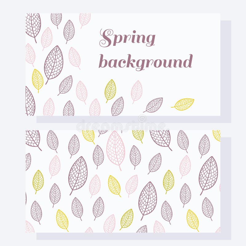 Business Card Set with Stylish Leaves in Vector Stock Vector ...