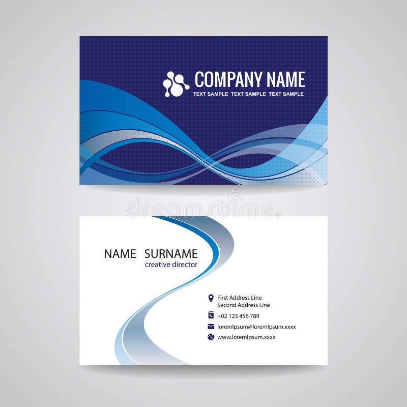 Business Card Template Abstract Blue Wave Design Stock Illustration ...