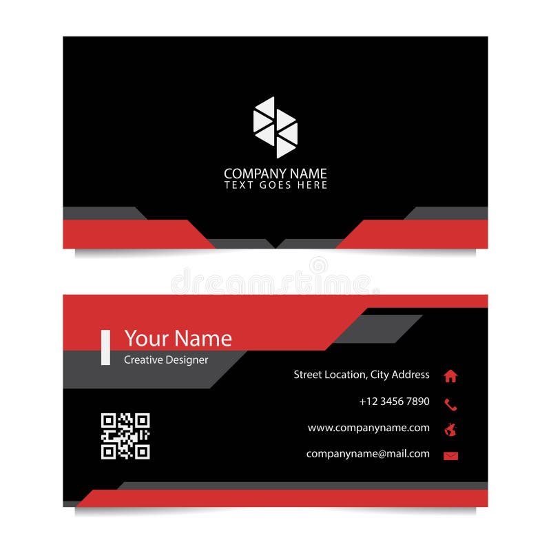 Business Card Template with Black Red Background. Editorial Stock Image ...