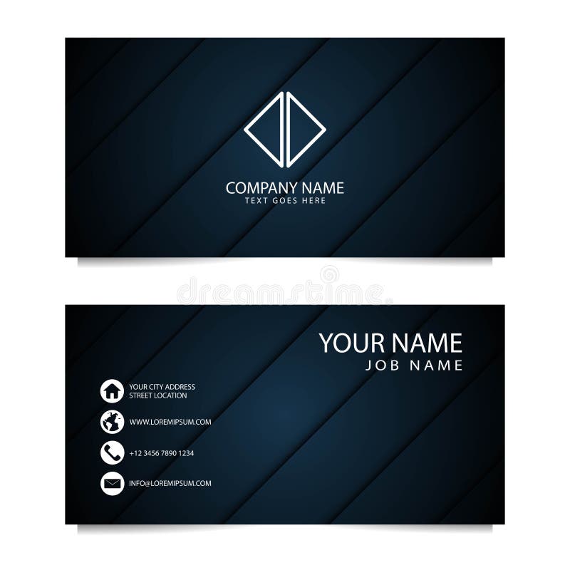 Business Card Template with Dark Blue Background. Stock Vector ...