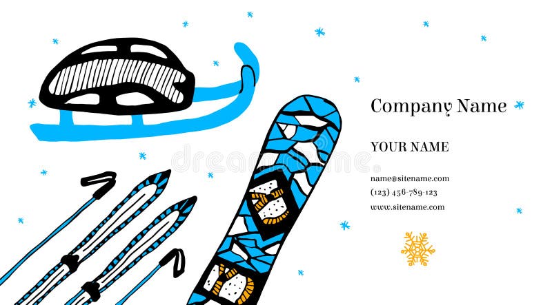 Business Card Template with Elements Winter Sports Stock Illustration ...