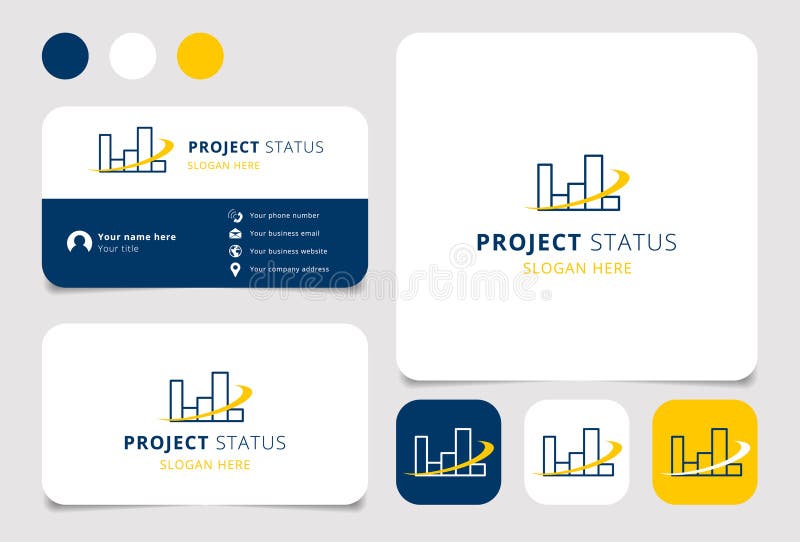 Business Card Template Featuring a Chart Representing Project Status ...