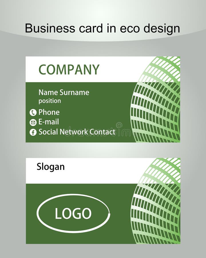 Business Card Template in Green Design Useful for Ecologic or ...