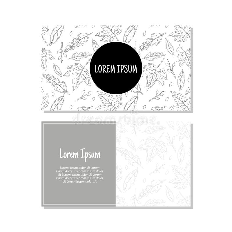 Business Card Template, Leaf Seamless Pattern Vector Design. Double ...