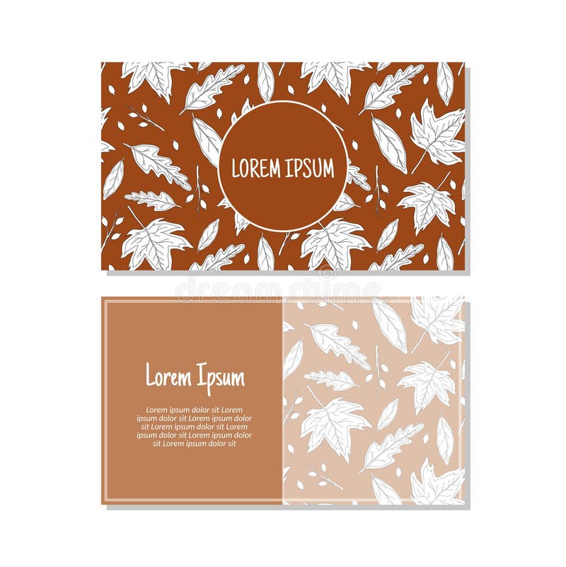 Business Card Template, Leaf Seamless Pattern Vector Design. Double ...