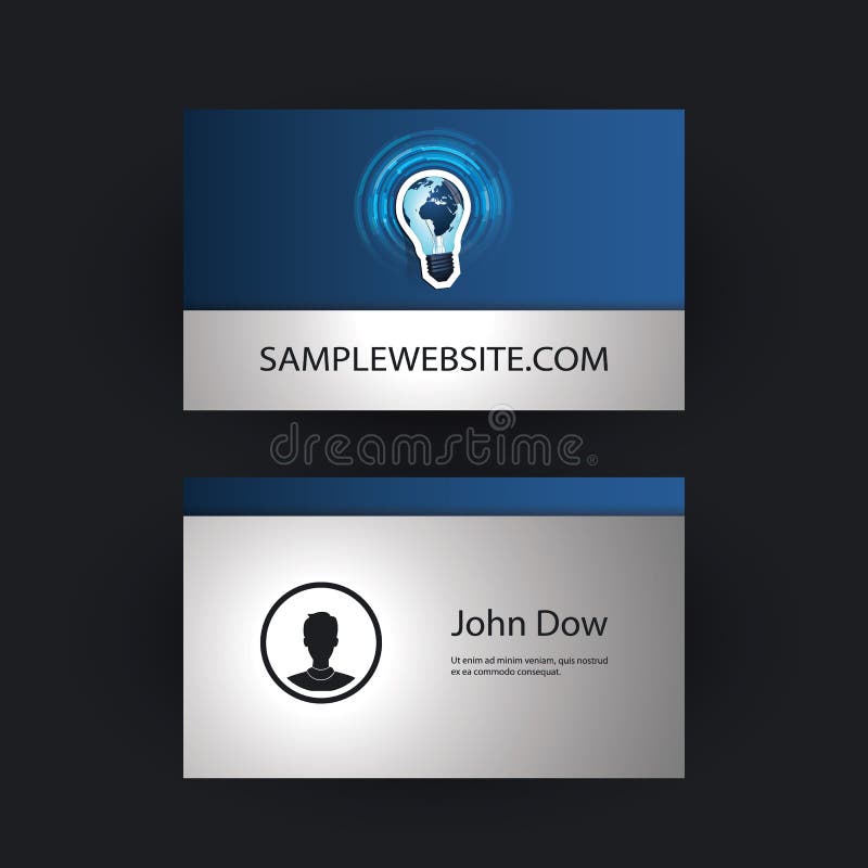 Business Card Template with Light Bulb Design Stock Vector ...