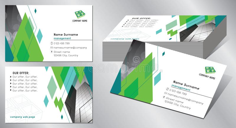 Business Card Template 85x55 Mm, Skyscraper Stock Vector - Illustration ...