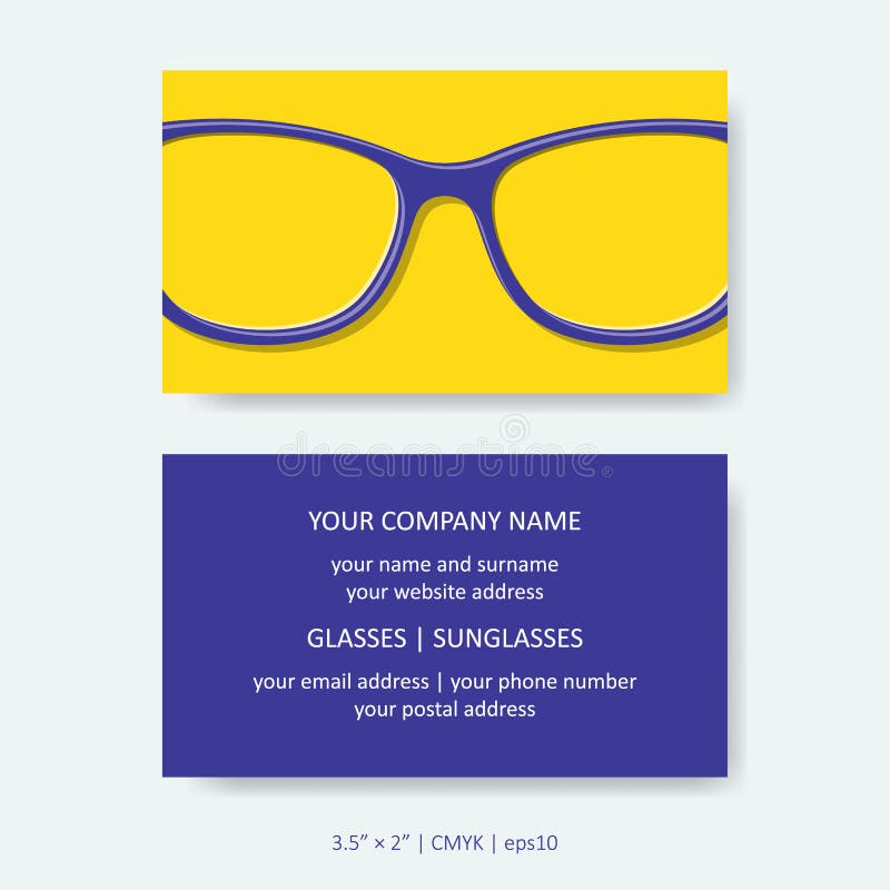 Business Card Template Simple Eye Glasses Design Stock Vector ...