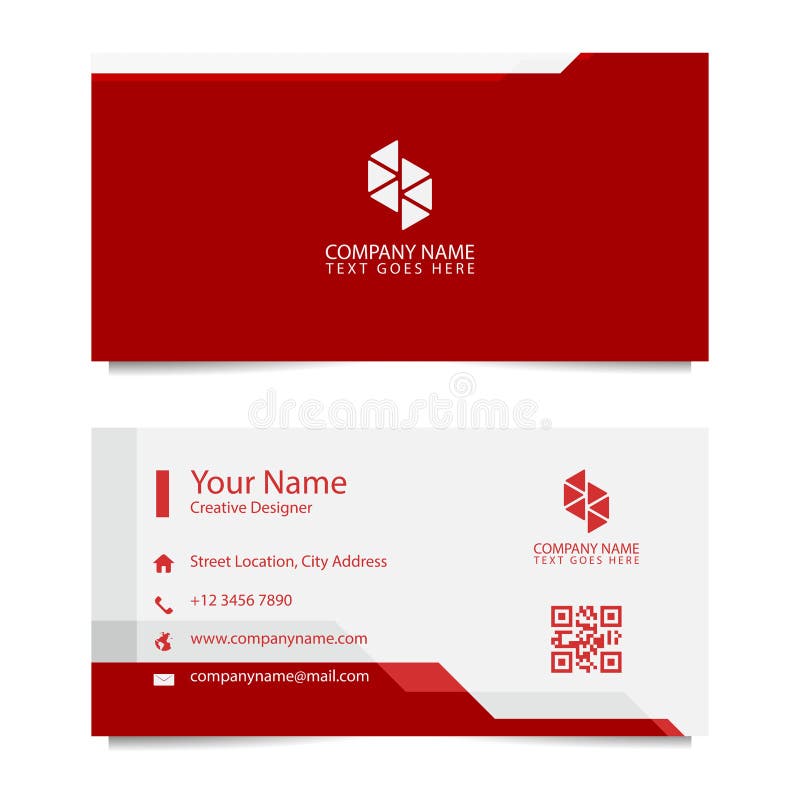 Business Card Template with White Red Background. Editorial Photography ...