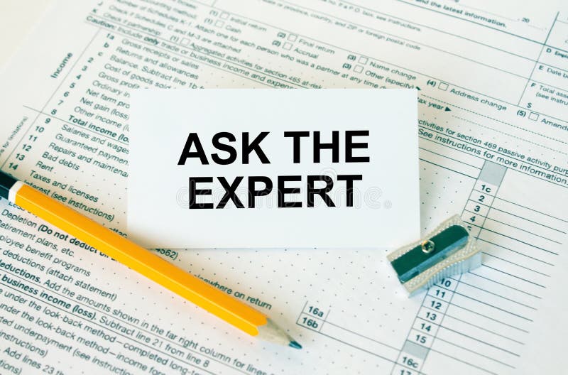 Business Card with Text Ask the Expert on Financial Docs Stock Image ...