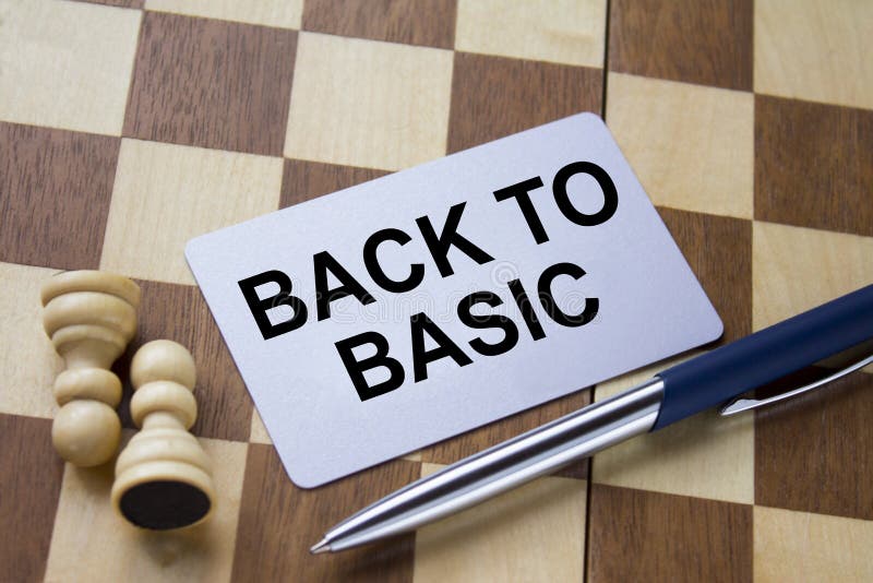 Business Card with Text Back To Basic on a Chess Board with Pen and ...