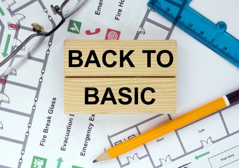 Business Card with Text Back To Basic on a Construction Drawing Stock ...