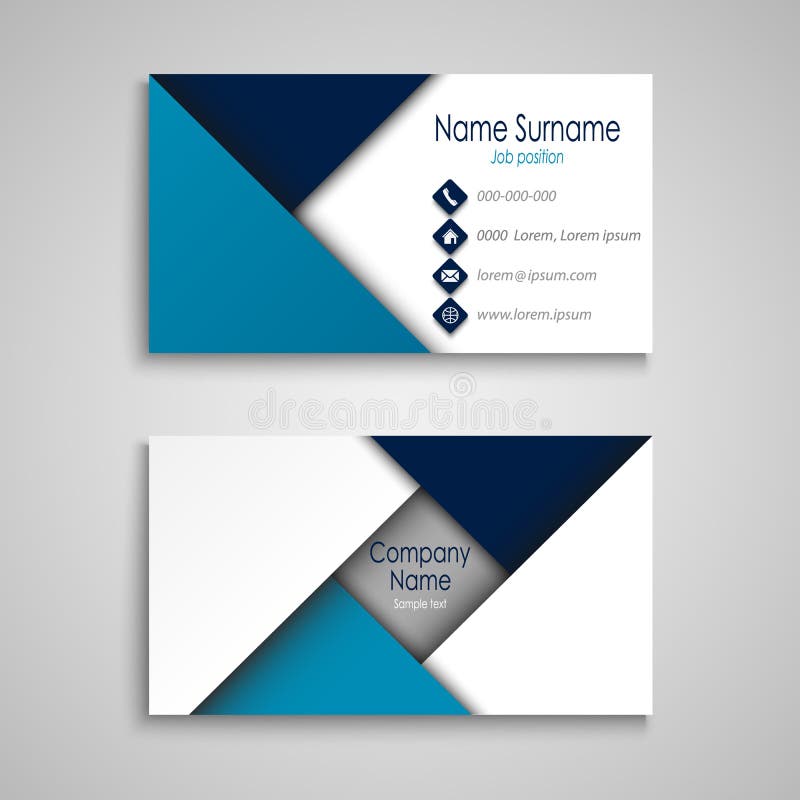 Business Card with Triangular Pattern in Blue White Design Stock Vector ...