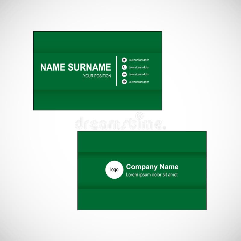 Business Card Design Green Color Stock Illustration - Illustration of ...