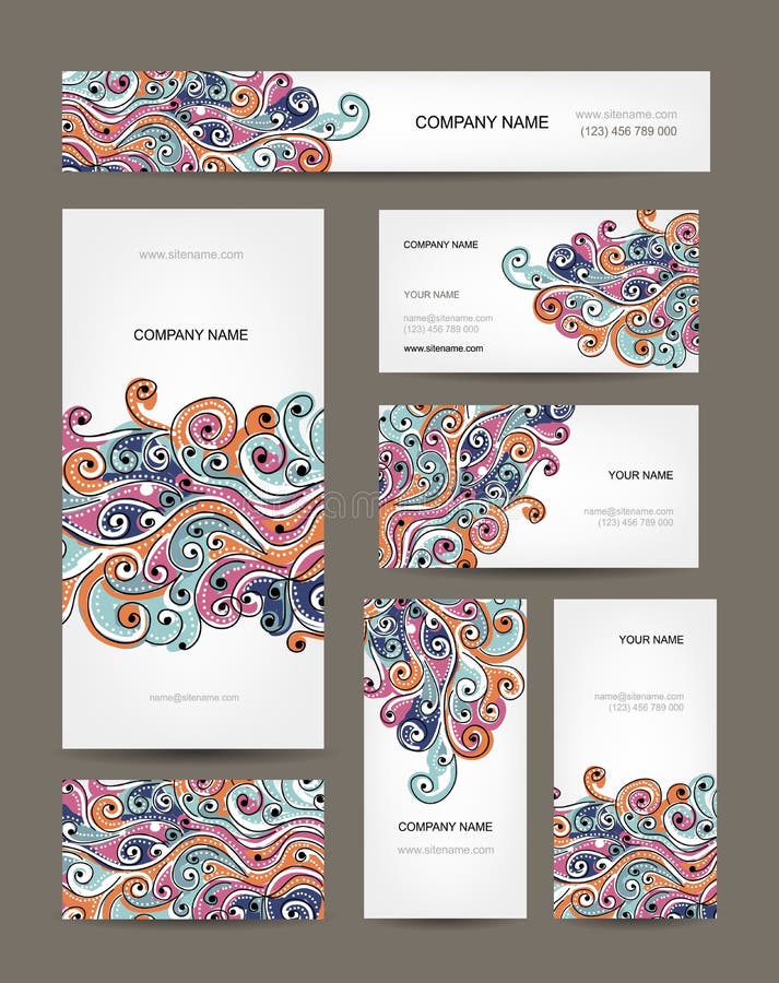 Business Cards Collection, Abstract Waves Design Stock Vector ...