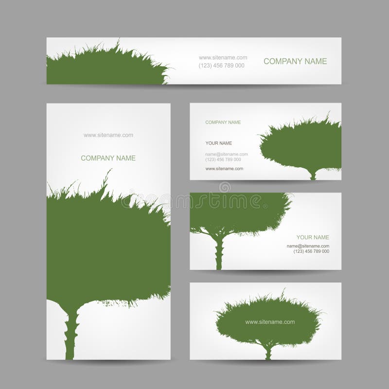 Business Cards Collection, Green Tree Design Stock Vector ...
